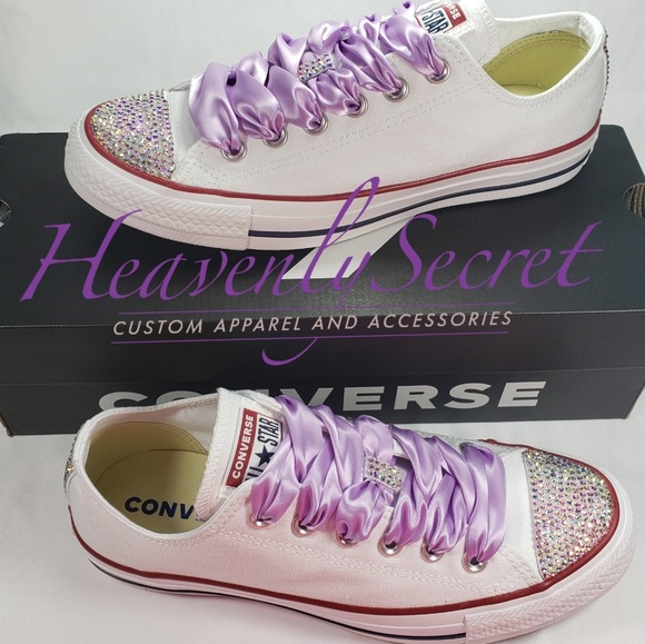 Converse | Shoes | Custom Blinged Low Top White Converse All Stars ...